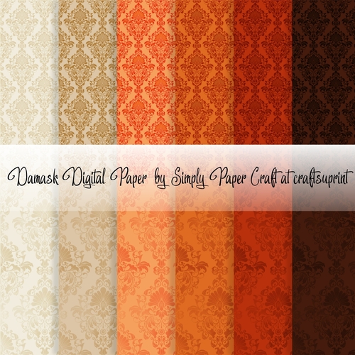 Pumpkin Patch Damask Digital Paper - CUP1064640_43136 | Craftsuprint