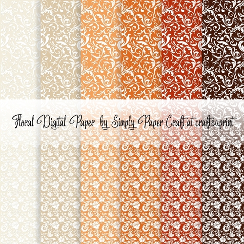 Pumpkin Patch Floral Digital Paper - CUP1064642_43136 | Craftsuprint
