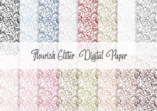 Flourish Glitter Digital Paper - CUP1073500_43136 | Craftsuprint