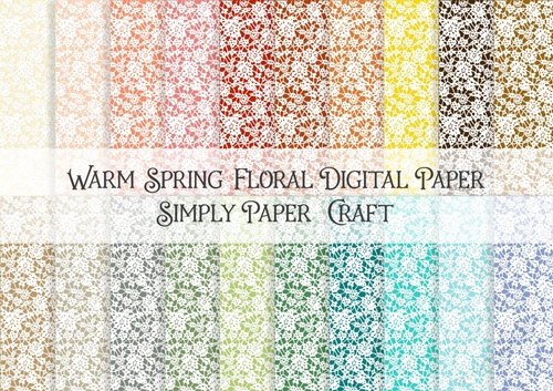 Warm Spring Floral Digital Paper - CUP1090058_43136 | Craftsuprint
