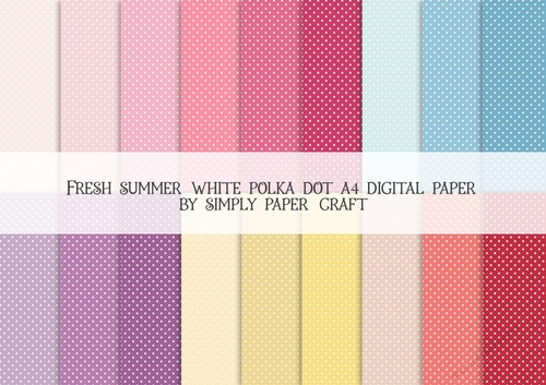 Fresh Summer Polka Dot White A4 Digital Paper - CUP1104620_43136 ...