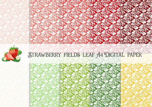 Strawberry Fields A4 Leaf Digital Paper - CUP1110005_43136 | Craftsuprint