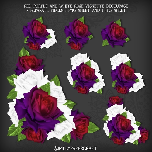 Purple Red and White Rose Vignette Decoupage - CUP1114930_43136 ...