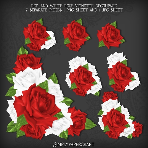 Red and White Rose Vignette Decoupage - CUP1114932_43136 | Craftsuprint