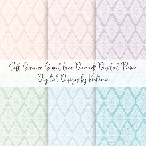 Soft Summer Sunset Lace Damask Digital Paper - CUP1146227_43136 ...