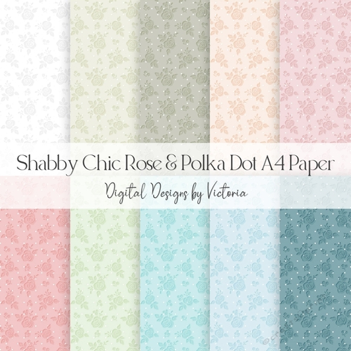 Shabby Chic Rose and Polka Dot A4 Digital Paper - CUP1156234_43136 ...
