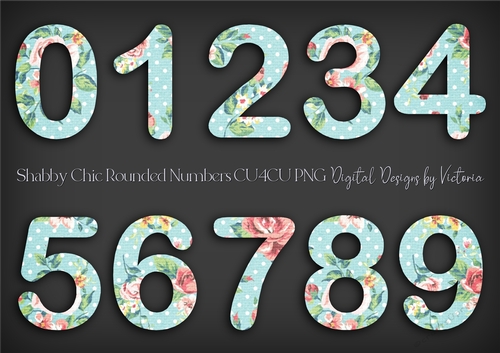 Shabby Chic Rounded Numbers - CUP1157539_43136 | Craftsuprint
