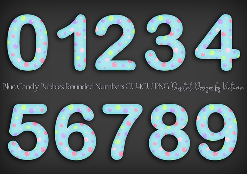 Blue Candy Bubbles Rounded Numbers - CUP1157750_43136 | Craftsuprint