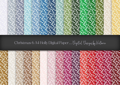 Christmas 6 A4 Holly Digital Paper - CUP1168811_43136 | Craftsuprint