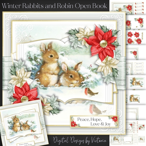 Winter Rabbits and Robin Open Book - CUP1171864_43136 | Craftsuprint