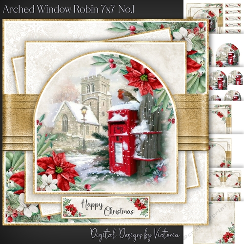 Arched Window Robin 7x7 inch No.1 - CUP1180079_43136 | Craftsuprint