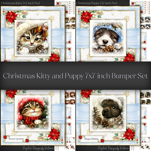 Christmas Kitty and Puppy 7x7 inch Bumper Set - CUP1187082_43136 ...