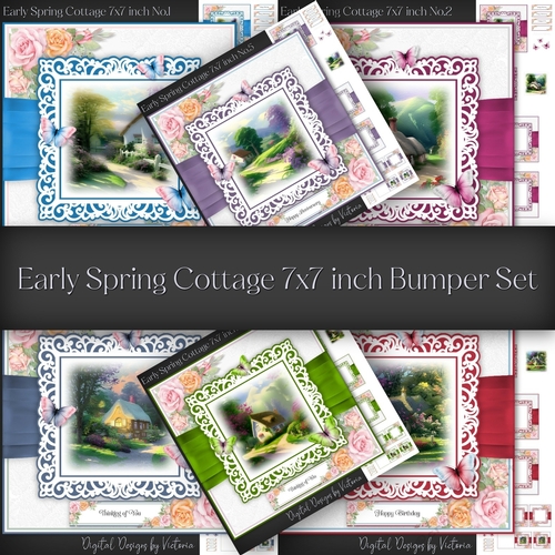 Early Spring Cottage 7x7 inch Bumper Set - CUP1188002_43136 | Craftsuprint