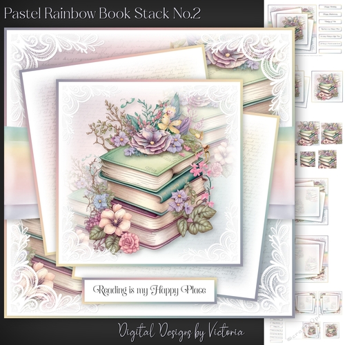Pastel Rainbow Book Stack No.2 - CUP1210309_43136 | Craftsuprint
