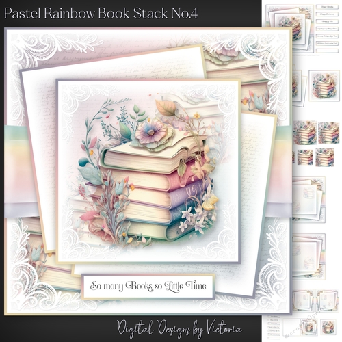 Pastel Rainbow Book Stack No.4 - CUP1210311_43136 | Craftsuprint
