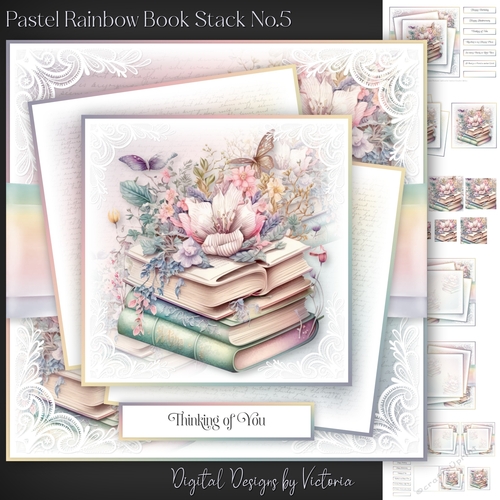 Pastel Rainbow Book Stack No.5 - CUP1210312_43136 | Craftsuprint