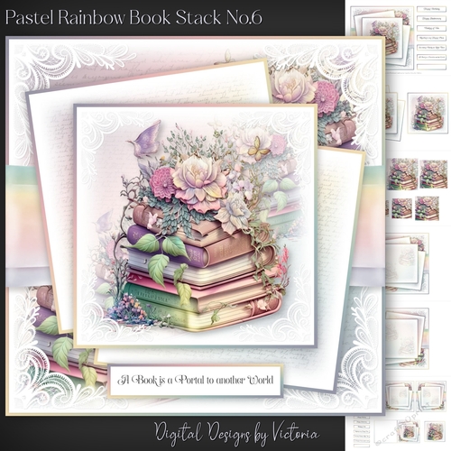 Pastel Rainbow Book Stack No.6 - CUP1210313_43136 | Craftsuprint