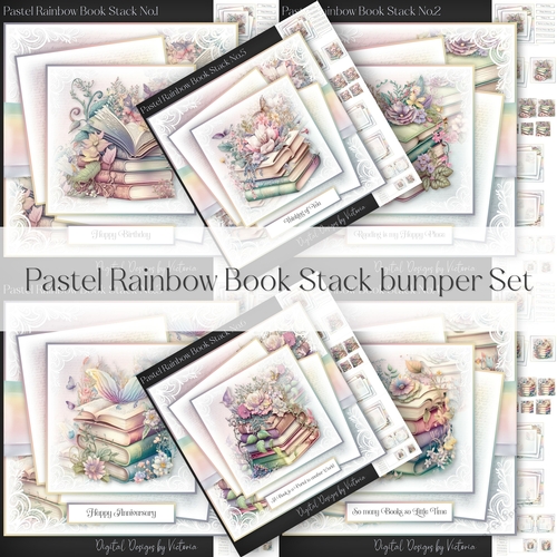 Pastel Rainbow Book Stack Bumper Set - CUP1210314_43136 | Craftsuprint