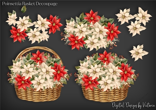 Poinsettia Basket Decoupage - CUP1224682_43136 | Craftsuprint