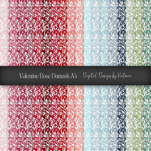 Valentine Damask Rose A4 - CUP1354907_43136 | Craftsuprint