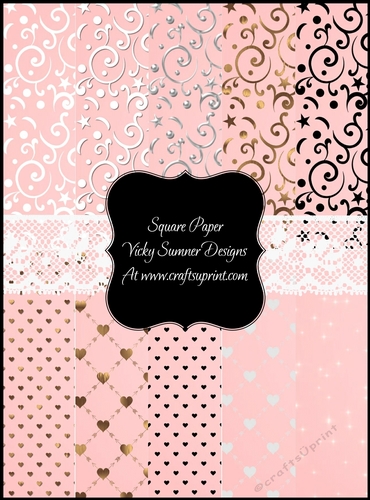 Pink Patterned Square Backing Paper - CUP734158_43136 | Craftsuprint