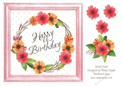 Floral Frame Happy Birthday - CUP736452_43136 | Craftsuprint