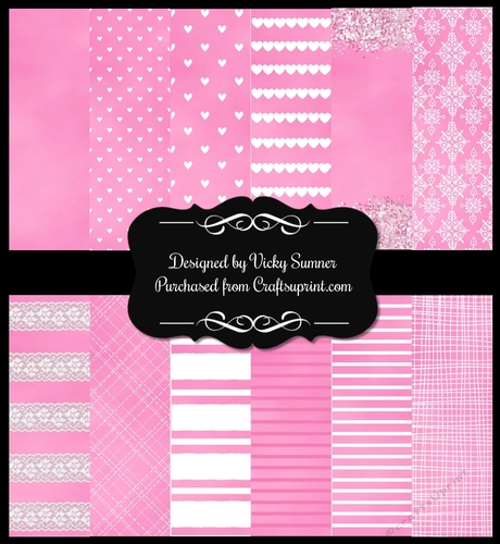Pink Romance A4 Backing Papers set of 12 - CUP765190_43136 | Craftsuprint