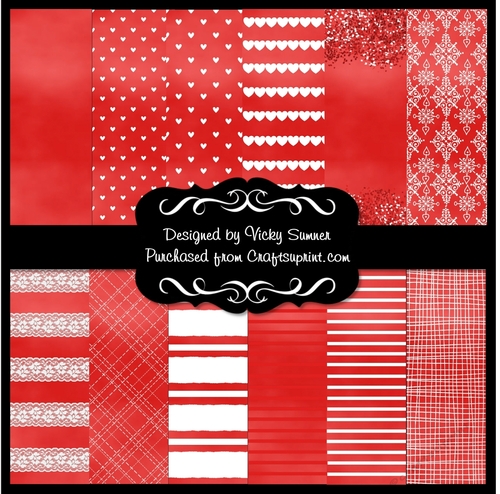 Red Romance A4 Backing Papers set of 12 - CUP766346_43136 | Craftsuprint