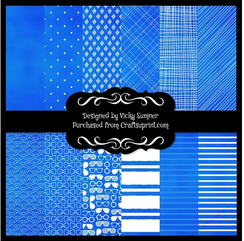 Mid Blue Patterned A4 Backing Papers set of 12 - CUP766350_43136 ...
