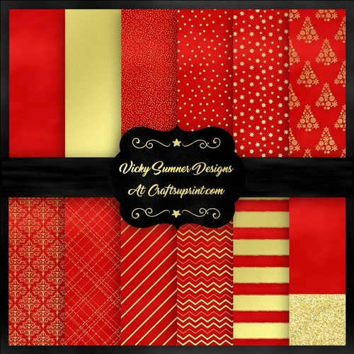Red and Gold Christmas A4 Backing Paper Set of 12 - CUP769982_43136 ...