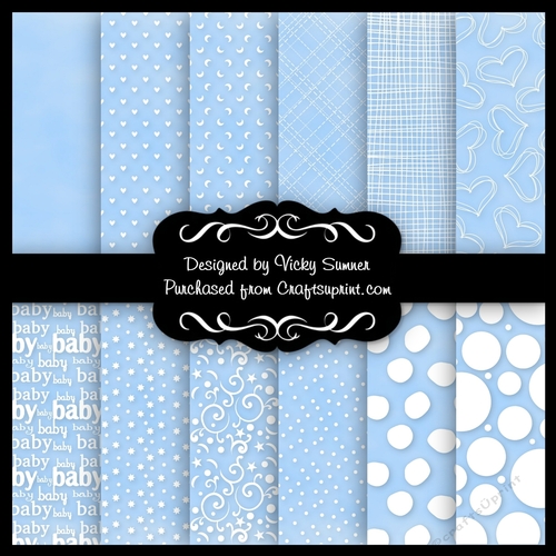 Baby Blue A4 Patterned Backing Paper Set of 12 - CUP770228_43136 ...