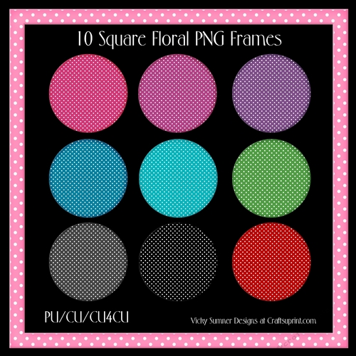 Polka Dot Square Frame Set of 10 - CUP773859_43136 | Craftsuprint