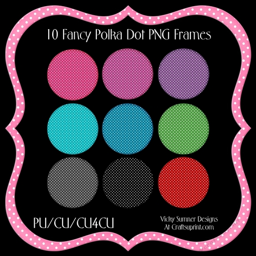 Polka Dot Fancy Frame Set of 10 - CUP773860_43136 | Craftsuprint