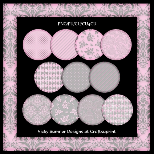 Pink anf Grey Chunky Square Frames set of 12 - CUP782198_43136 ...