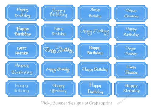 Happy Birthday Tags Blue in 20 Diffenent Fonts - CUP787898_43136 ...