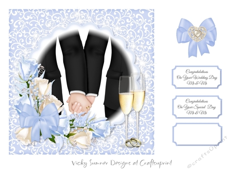 Mr and Mr Wedding Blue with Blue Flowers - CUP799893_43136 | Craftsuprint
