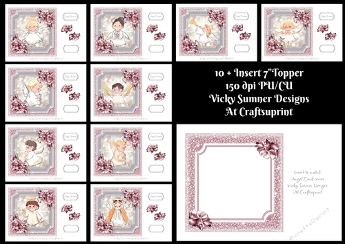 Angel Floral 7x7 Topper set of 10 + Insert - CUP801480_43136 | Craftsuprint