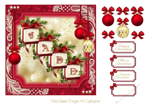 Jade Christmas Gift Boxes 7x7 Card Topper - CUP803114_43136 | Craftsuprint