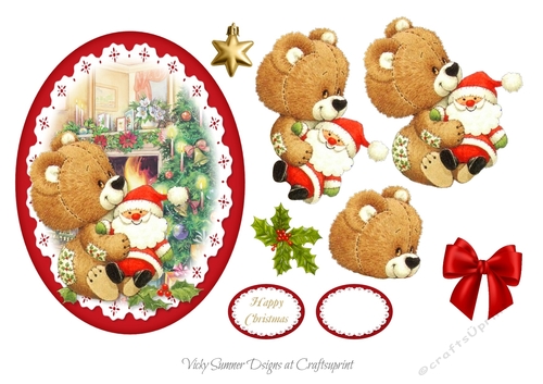 Vintage Christmas Teddy Topper 4 - CUP804858_43136 | Craftsuprint