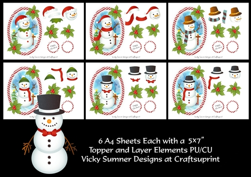 Snowman Toppers set of 6 - CUP808280_43136 | Craftsuprint
