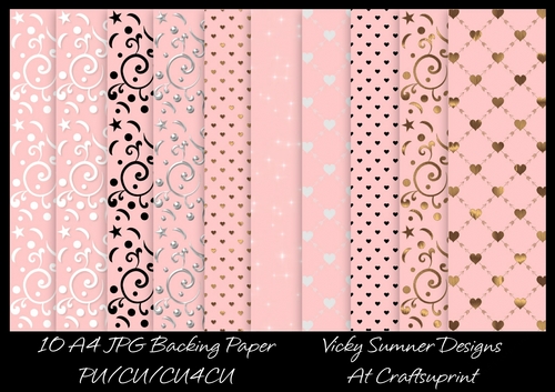 Pink Patterned A4 Papers set of 10 - CUP812371_43136 | Craftsuprint