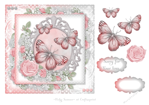 Pink and Grey Butterfly Floral Sorry For Your Loss - CUP854566_43136 ...
