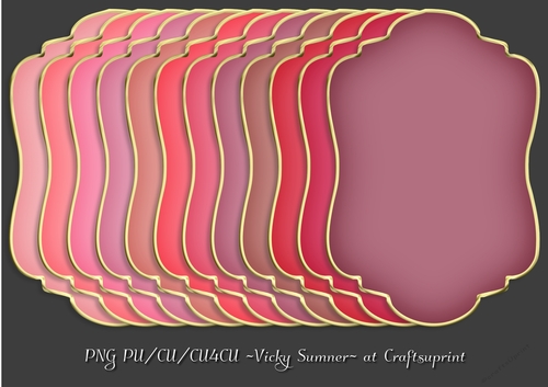 Pink Hues Gold Edged Shaped Mat 1 - CUP873682_43136 | Craftsuprint