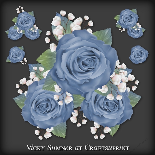 Sugar Plum Blue Rose Cluster PNG - CUP961184_43136 | Craftsuprint