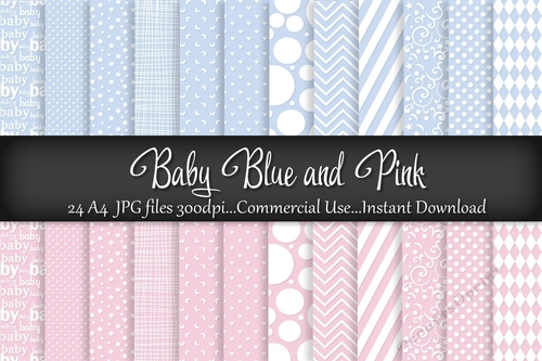 Baby Pink and Blue A4 Digital Papers - CUP986623_43136 | Craftsuprint