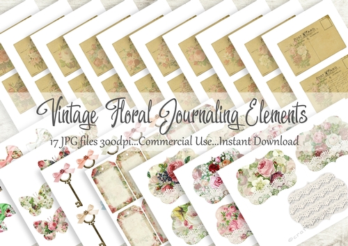 Vintage Floral Journaling Elements - CUP989317_43136 | Craftsuprint