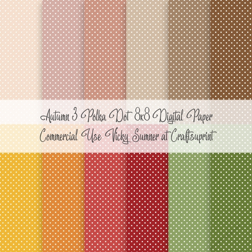 Autumn 3 Polka Dot 8x8 inch Digital Paper - CUP992290_43136 | Craftsuprint