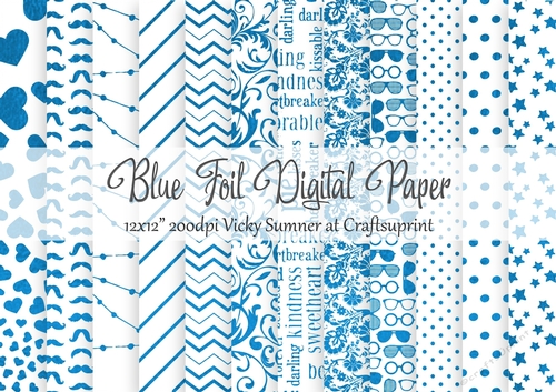 Blue Foil on White 12x12 inch Digital Paper - CUP994826_43136 ...