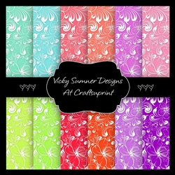 Red Floral A4 Backing Paper Set of 12 - CUP773682_43136 | Craftsuprint