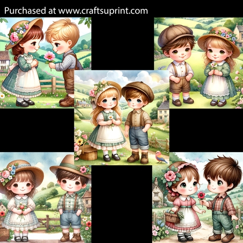 Cute Countryside Kids Card Fronts - CUP1273082_124952 | Craftsuprint